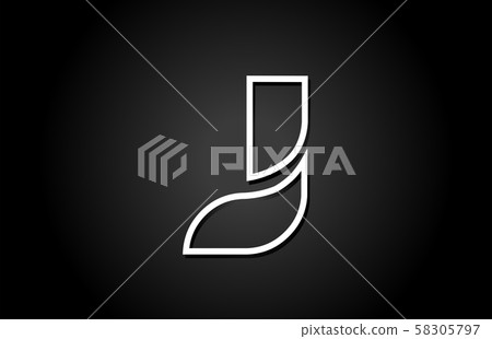 line black and white J letter logo alphabet for - Stock Illustration ...