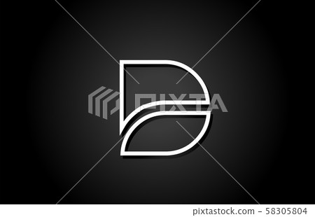 line black and white D letter logo alphabet for - Stock Illustration ...