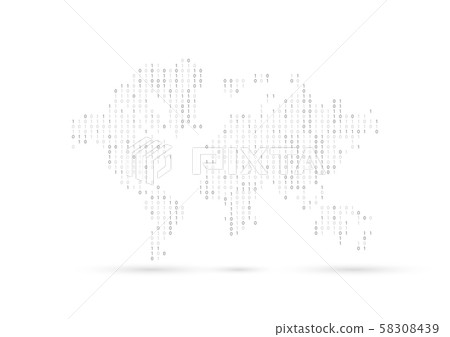 World map matrix binary code background. - Stock Illustration [58308439 ...