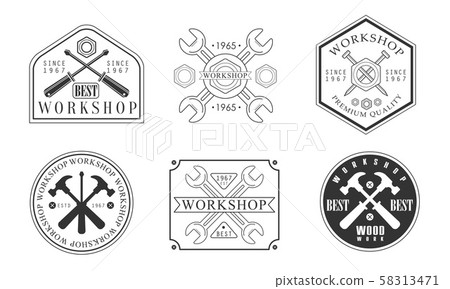 Set of logos for the workshop. Vector... - Stock Illustration [58313471 ...