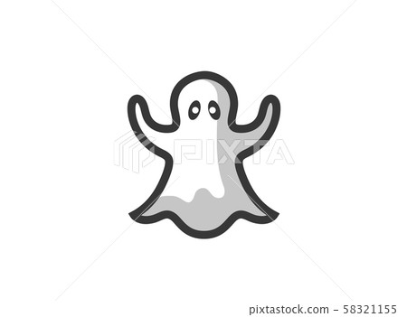 White Cute Ghost flying for funny halloween... - Stock Illustration ...