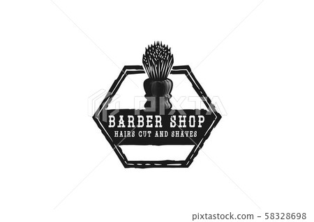shaving brush, hand drawn barber shop logo Designs - Stock Illustration ...
