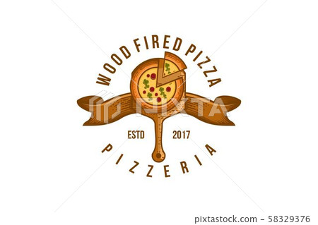Vintage Wood Fired pizza Logo Designs Inspiration - Stock Illustration ...