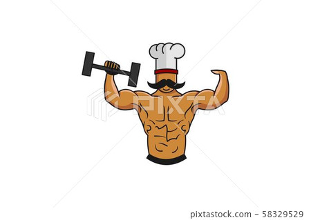 Muscle chef Logo design inspiration Isolated On - Stock Illustration ...