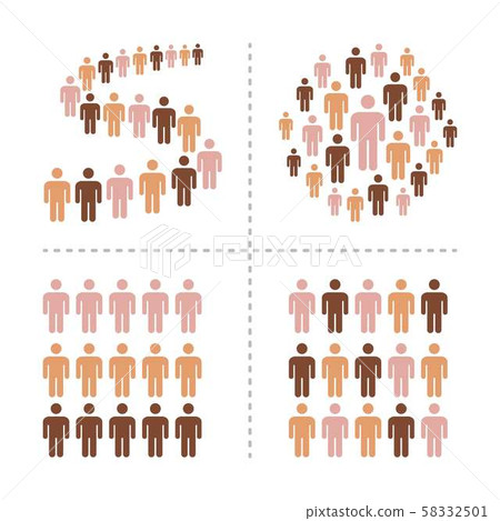 crowd with different skin colors icon set - Stock Illustration ...