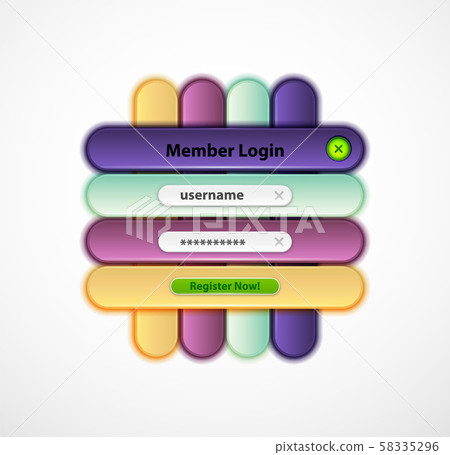 Login menu web interface template with buttons... - Stock Illustration ...