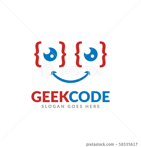 Geek code logo design template, a glasses with - Stock Illustration ...