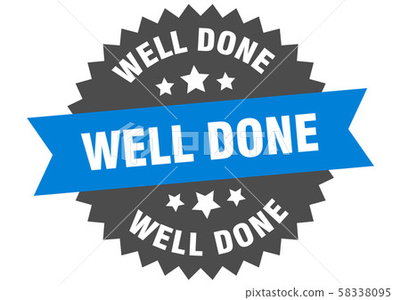 well done sign. well done blue-black circular band - Stock Illustration ...