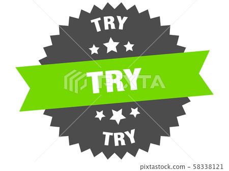 try sign. try green-black circular band label - Stock Illustration ...