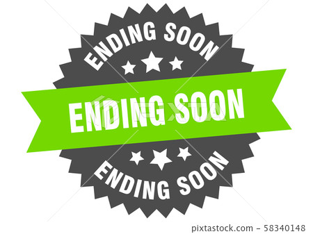 ending soon sign. ending soon green-black circular - Stock Illustration ...