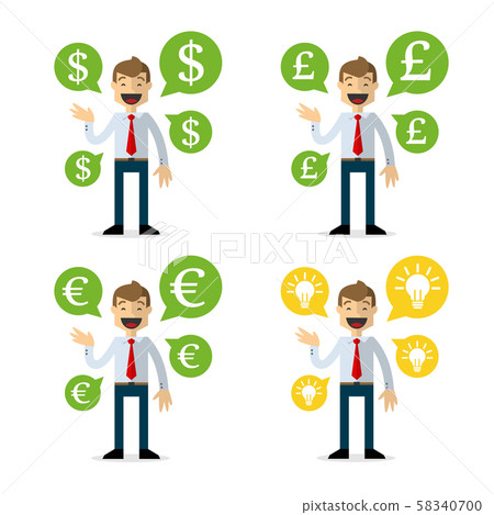 Vector pack of businessman talk about money and - Stock Illustration ...