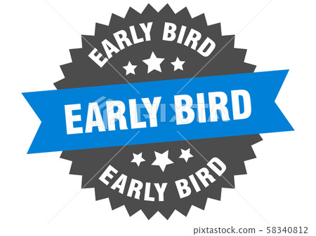 early bird sign. early bird blue-black circular - Stock Illustration ...