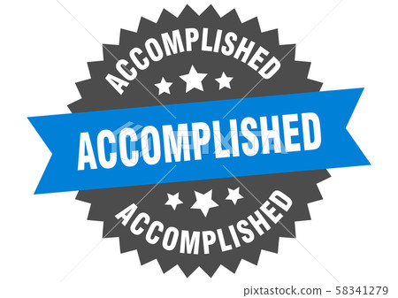 accomplished sign. accomplished blue-black - Stock Illustration ...