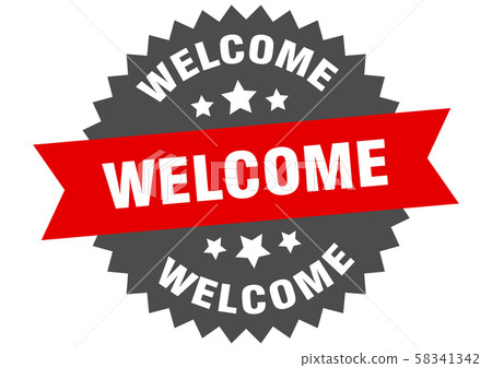 welcome sign. welcome red-black circular band - Stock Illustration ...