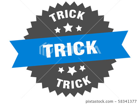 trick sign. trick blue-black circular band label - Stock Illustration ...