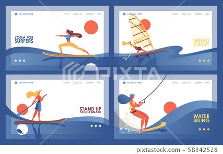 Vector set with four various banners or landing - Stock Illustration ...