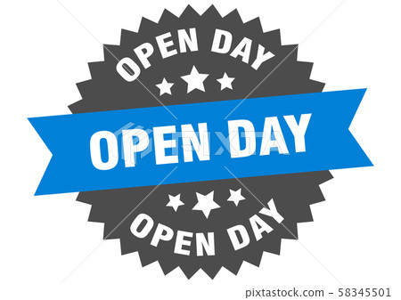 open day sign. open day blue-black circular band - Stock Illustration ...