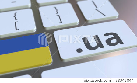 Ukrainian domain .ua and flag of Ukraine on the... - Stock Illustration ...
