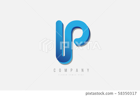 3d line blue p letter logo alphabet for icon - Stock Illustration ...