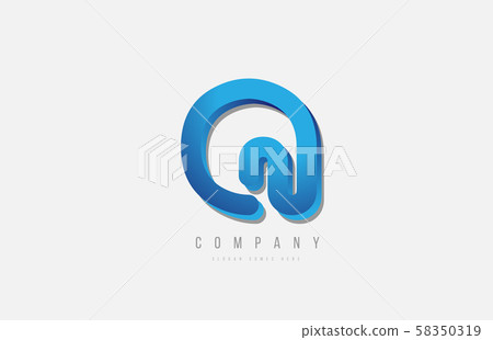 3d line blue q letter logo alphabet for icon - Stock Illustration ...