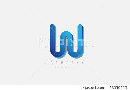 3d line blue w letter logo alphabet for icon - Stock Illustration ...