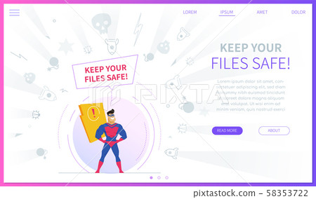 Keep your files safe landing page template - Stock Illustration ...