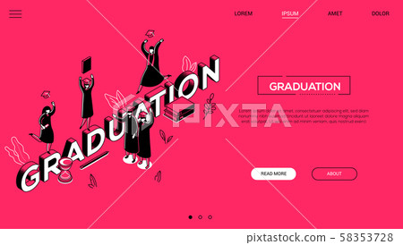 Graduation concept - line design style... - Stock Illustration ...
