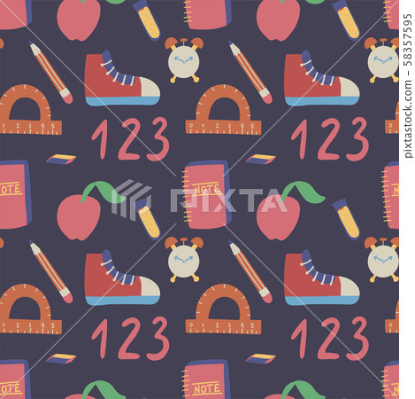 School, education seamless pattern on dark blue... - Stock Illustration ...