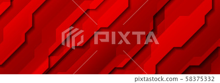 Bright red abstract technology geometric header - Stock Illustration ...