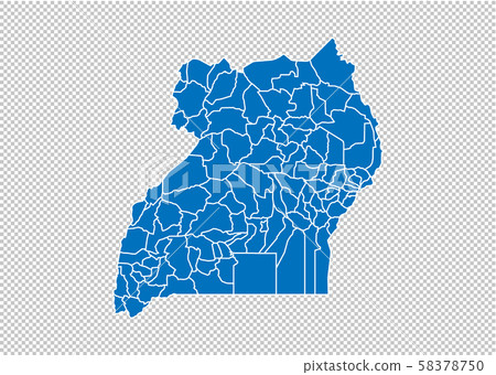uganda map - High detailed blue map with - Stock Illustration [58378750 ...