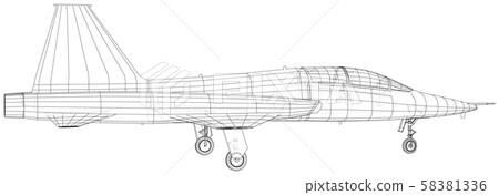 Outline Airplane. Vector rendering of 3d.... - Stock Illustration ...