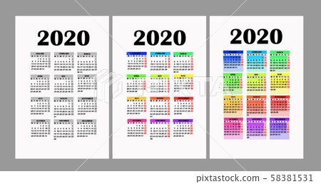 Colorful set design for calendar 2020.... - Stock Illustration ...
