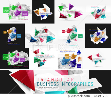 Set of triangular business infographics design... - Stock Illustration ...