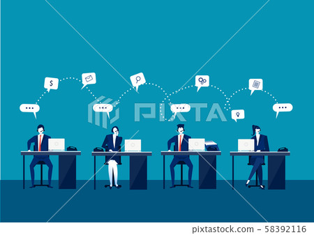 Customer service and support concept in flat... - Stock Illustration ...