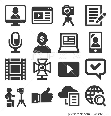 Blog and Blogger Icons Set on White Background.... - Stock Illustration ...