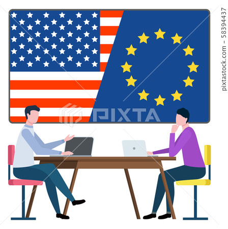 People Working on Projects Partners US and Eu - Stock Illustration ...
