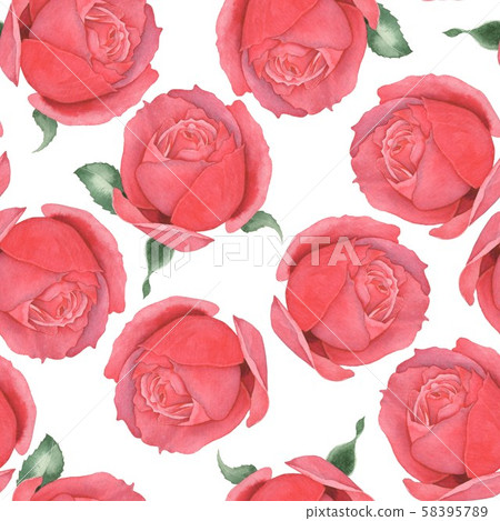 Seamless pattern of red roses. Watercolor - Stock Illustration ...