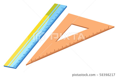 Ruler for Maths Lessons, School Supplies Closeup - Stock Illustration ...