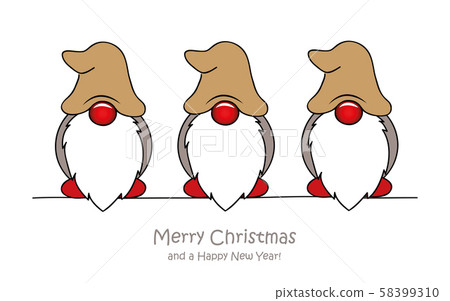merry christmas greeting card with cute dwarf - Stock Illustration ...