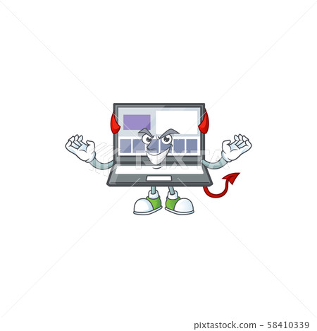 Devil laptop cartoon mascot on white background. - Stock Illustration ...