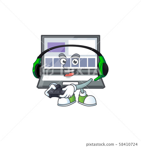 Gaming laptop with a cartoon character style - Stock Illustration ...