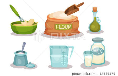 Baking Ingredients In Cartoon Style. Set Of... - Stock Illustration ...