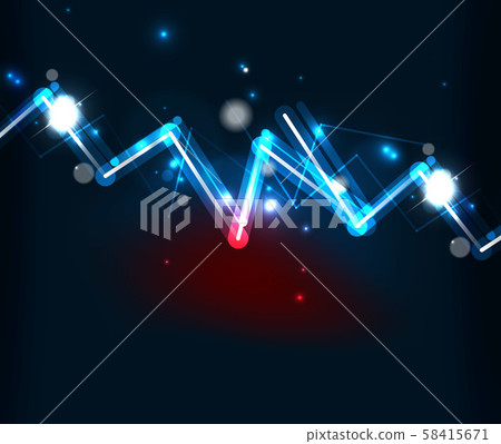 Neon zig zag lines, glowing spark trail tracing...-插圖素材 [58415671 ...