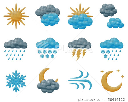 Isolated weather icons collection of overcast sky - Stock Illustration ...