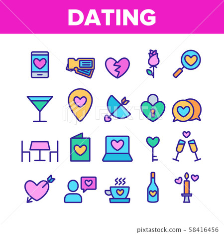 Dating Love Color Elements Icons Set Vector - Stock Illustration ...
