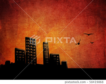 Sunset city grunge background - Stock Illustration [58419868] - PIXTA
