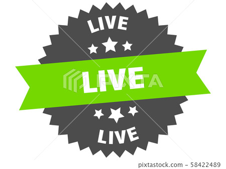 live sign. live green-black circular band label - Stock Illustration ...