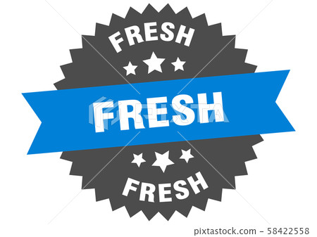 fresh sign. fresh blue-black circular band label - Stock Illustration ...