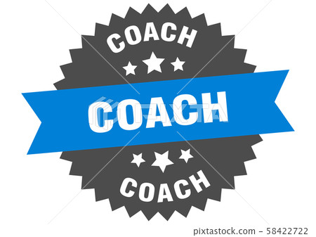 coach sign. coach blue-black circular band label - Stock Illustration ...