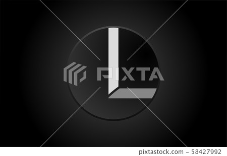 black and white alphabet letter l circle logo icon - Stock Illustration ...
